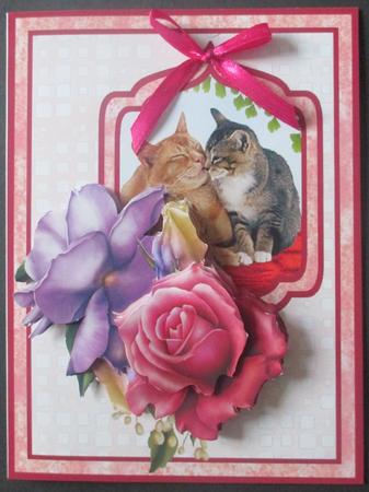Cats and Roses Card Front - CUP600360_173 | Craftsuprint