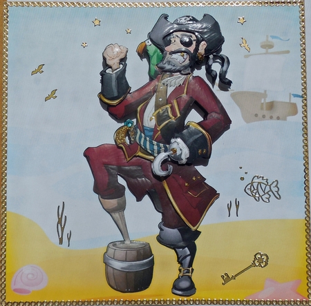 Pirate Dude Red Decoupage Sheet - Photo by Debbie Roslinsky