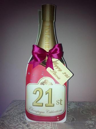 Large Dl 21st Champagne Bottle Shaped Card - Photo by Deborah Sweet