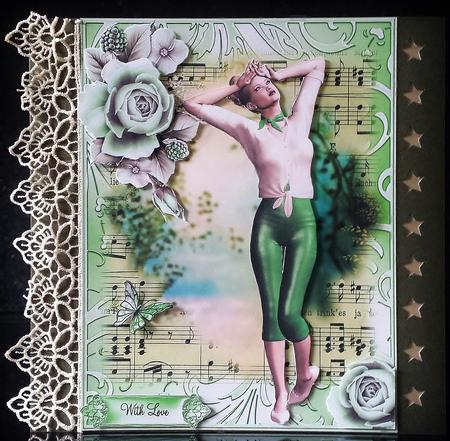 Retro Music and Roses Card Front,topper - CUP549121_1483 | Craftsuprint