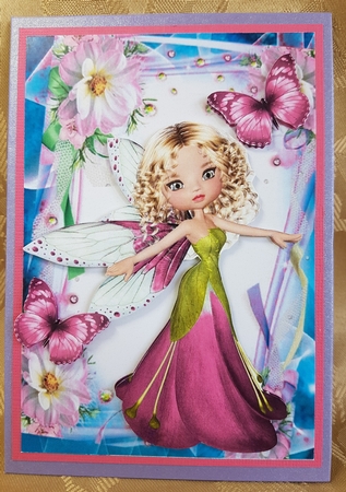 pretty faerie in pink in flower frame with butterflies A5 - CUP801465 ...