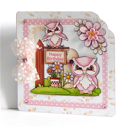 Cute Owls Large Pink Scalloped Corner Card Kit - Photo by Denise Murray ...
