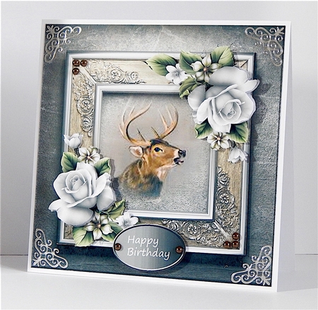 Deer and White roses - Photo by Denise Murray / Paperboo Creations