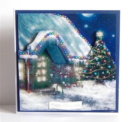 Yule Tide Magic - Christmas Cottage - 3D Decoupage kit + Insert & Gift ...