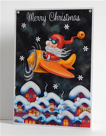 Flying Santa Card Front - Photo by Denise Murray / Paperboo Creations