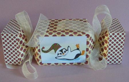 Christmas Cracker Shaped Box with Penguin - CUP641501_1446 | Craftsuprint