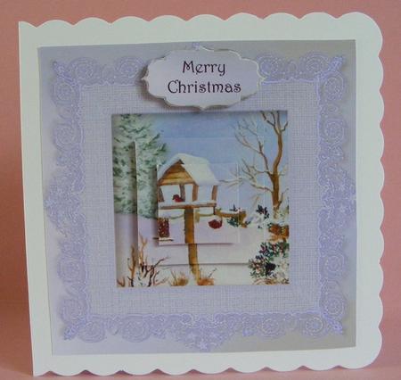 Snowy Bird Table with Lace Frame 7x7 - CUP645568_1763 | Craftsuprint