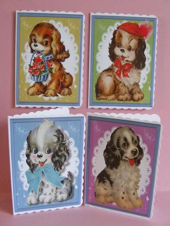 4 Lovely Notelets or Small Cards , Little Pups - CUP652584_1398 ...