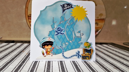 Surfer Sailor Boy Beach Pirate in Blue Card Quick Card Topper ...