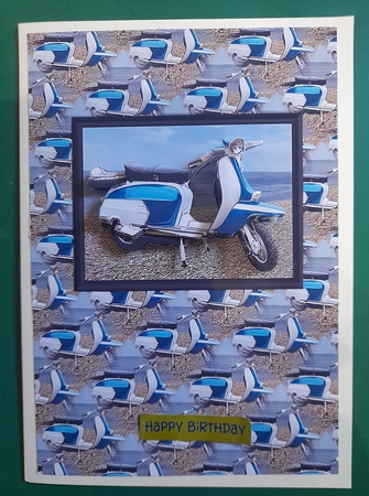 Scooter Beach Scene 3D Decoupage & Background - Photo by Diane Gray