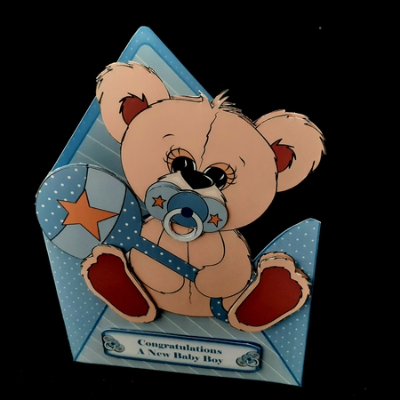 Baby Boy Teddy Envelope Card - CUP1007968_45357 | Craftsuprint
