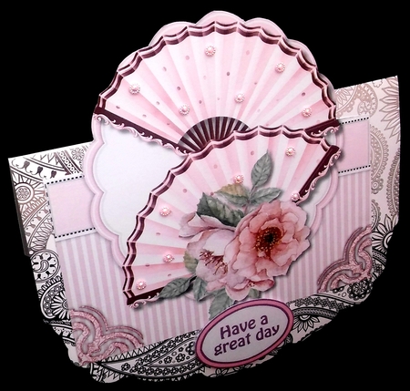 Beautiful Pink Fans and Roses - CUP815871_1398 | Craftsuprint