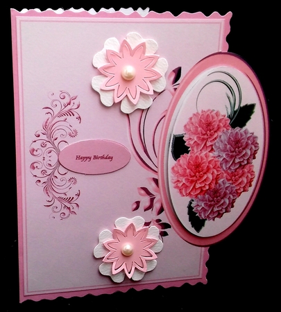 Large pink floral over the edge card front - CUP851072_20842 | Craftsuprint