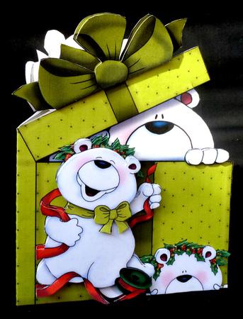 Christmas Bears Gift Box Shaped Card - CUP575400_38 | Craftsuprint