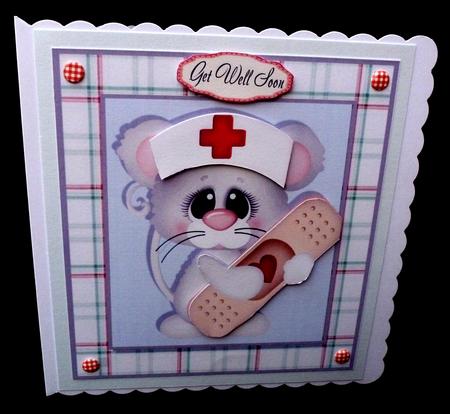 Get Well Soon Mouse with Plaster 8x8 - CUP582810_983 | Craftsuprint