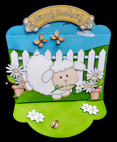 3D Cute Little Lamb Pop Up Front Card Kit - CUP674095_359 | Craftsuprint