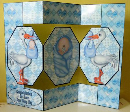 New Baby Boy Octagon Folded Pop-up Card - CUP102224_376 | Craftsuprint