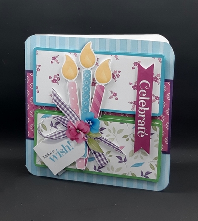 A Birthday Wish Rounded Corner Decoupage Card with Inserts and Envelope ...