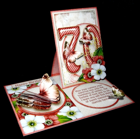 Vintage Side Easel Card 70th With Three Different Fronts 1265 - Photo ...