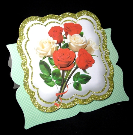 Pretty red roses on a white/gold glitter card front - CUP969905_415 ...