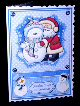 Santa Hugs Christmas Card Front and Decoupage - CUP369126_68 | Craftsuprint
