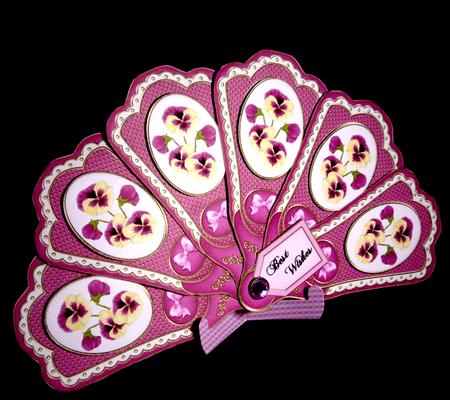 3D Floral Fan Card Pansies with Stand, Gift Card N Box - CUP375142_359 ...