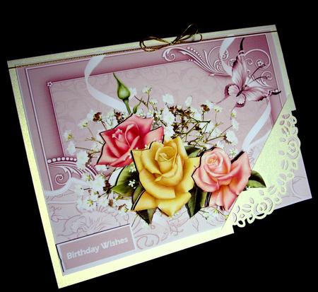 Yellow and Pink Rose Card with Decoupage - CUP574980_8 | Craftsuprint