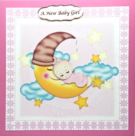 Baby Girl on the Moon 6" Square Card - CUP605249_38 | Craftsuprint