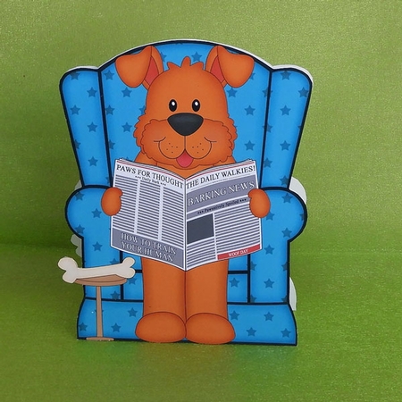 3D Shaped Card Kit - Little Dog Rusty reads the Barking Newspaper ...