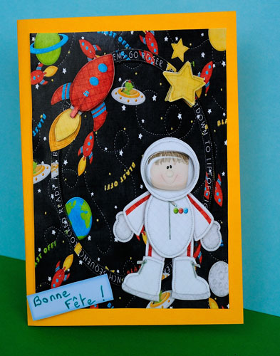 Cute Little Astronaut in Oval Space Frame - CUP292849_983 | Craftsuprint