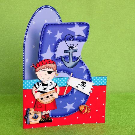 3D 5th Birthday Pirate Shaped Front Card with Decoupage - CUP442713_359 ...
