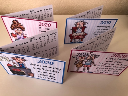 2020 UK Easy Fold Purse Calendars Pearls of Wisdom Stella & Gus set 4 ...