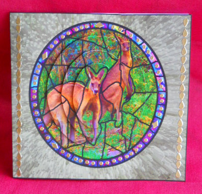Kangaroo Stained Glass Antics Hello Friend - Photo by Gail Pennycuick
