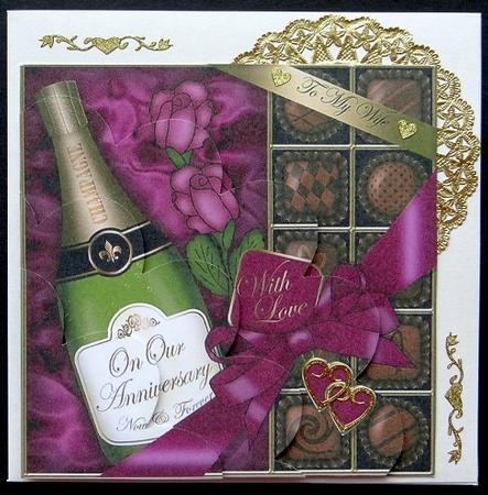 Wife Anniversary Champers Chocs & Roses Shell Edged - CUP531200_359 ...