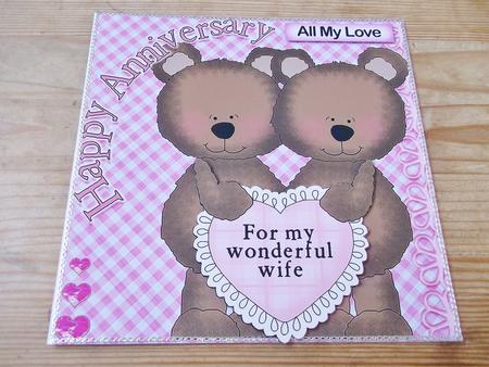 Pink Anniversary Bears 8x8 Quick Card - CUP178672_172 | Craftsuprint