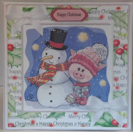Lovely snowman with little miss piggy in festive frame 8x8 - CUP1006347 ...