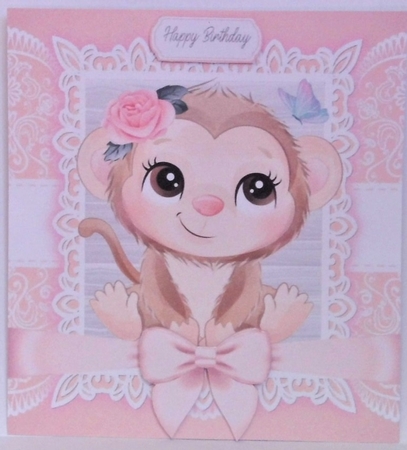 Gorgeous Monkey With Pink Bow 8x8 - CUP1050953_983 | Craftsuprint