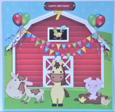FARM ANIMALS - BIRTHDAY BARN CARD - AGE 7 - CUP789390_57683 | Craftsuprint