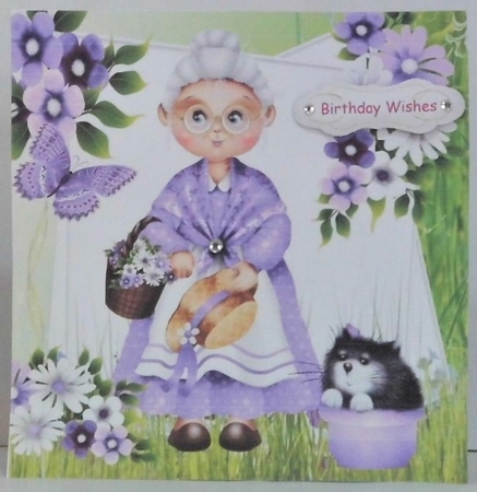 Lovely Granny in purple with flowers and butterfly 8x8 - CUP979038_415 ...