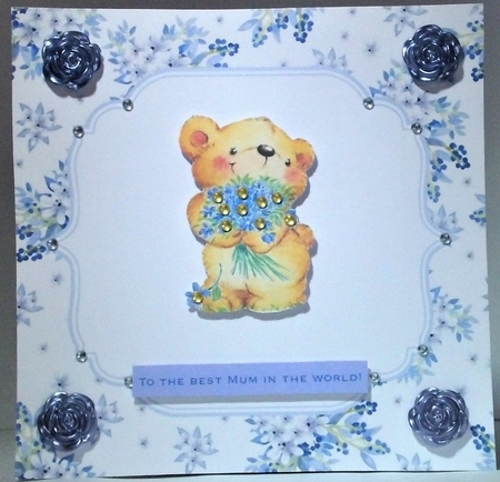 Pretty delicate flowers in blue card front/insert 8x8 - CUP986444_415 ...