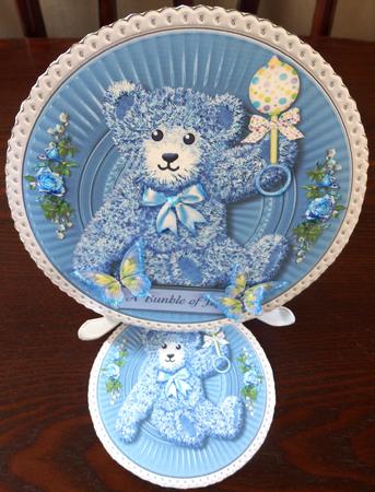 Newborn Blue Teddy Bear Plate - CUP668168_1784 | Craftsuprint