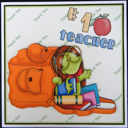 No.1 Teacher! Bookworm Thank You Quick Card - CUP78174_614 | Craftsuprint