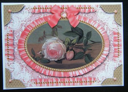 Single Pink Rose Lace N Ruffle Card Front Step by Step - CUP83442_10 ...