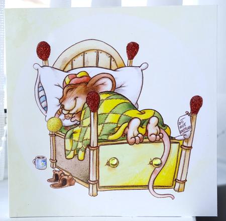 Get Well Soon Cute Mouse 8x8 Quick Card - Photo by Helen Williams