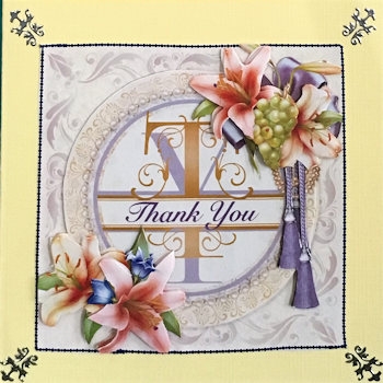 Thank You Monogram Card Topper, gold, pearls and tassels - Photo by Ine ...