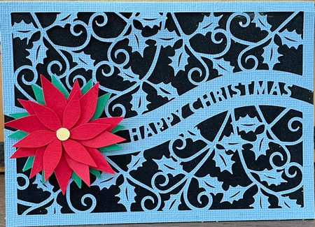 Happy Christmas Poinsettia Split Card - CUP919808_40382 | Craftsuprint