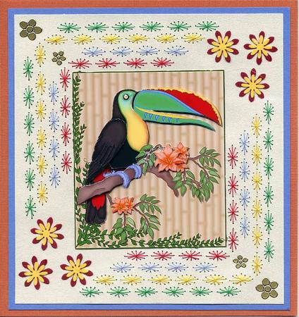 Parrot Tropical Flower Card Front, Topper and Decoupage - CUP238004_38 ...