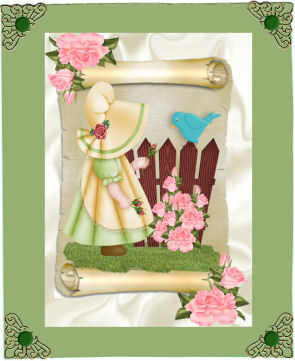 Little Bonnet Girl with Blue Bird and Roses A4 - Photo by Jan Barcelo