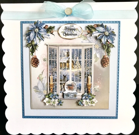 Festive Poinsettia Window Scene Card Front With Decoupage - CUP1001533 ...