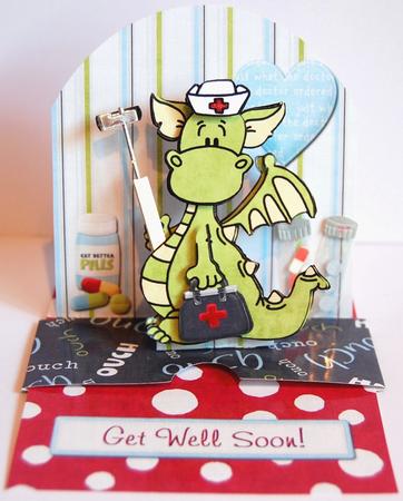 Dragon Get Well Sliding Easel Pop Up Card Kit - Photo by Jane Wells